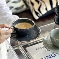 China Light Luxury Coffee Cup Ceramic Electroplated Silver Edge Exquisite Tea Coffee Set for sale