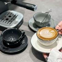 China Light Luxury Coffee Cup Ceramic Electroplated Silver Edge Exquisite Tea Coffee Set for sale