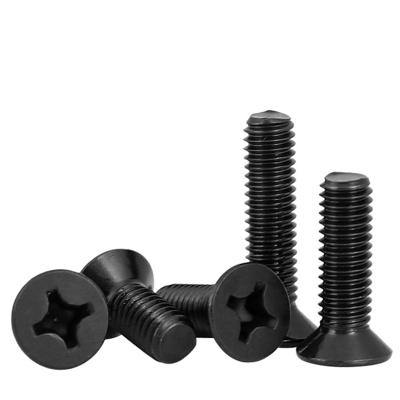 China KM Black Plated Flat Head Machine Screws Cross Recessed Countersunk M2 M3 M4 M5 for sale