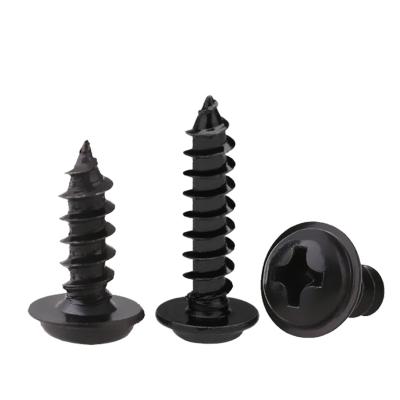 China Black Round Head Self Tapping Screw M3 M4 M5 Pan Head Cross Screw with Gasket for sale