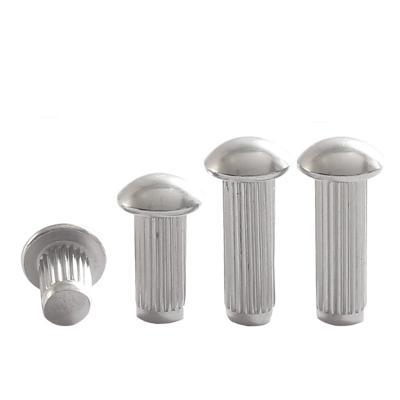 China 304 Stainless Steel Solid Rivet Self Piercing Drive Rivet M3 M4 M5 Round Head Straight Grain Knurled for sale