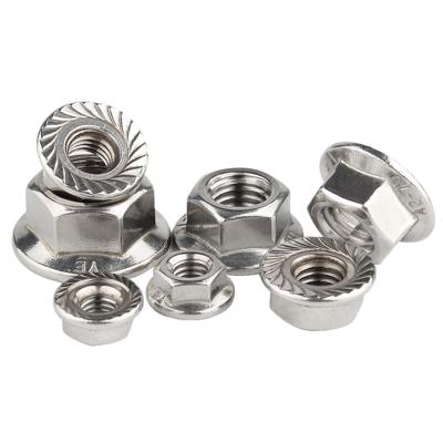 China 304 Stainless Steel Hex Flange Nut Lock Nut Anti Loose Screw Cap M8 M10 M12 for sale