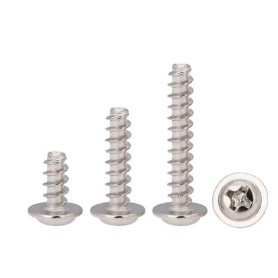China PWB Nickel Plated Cross Recessed Round Head Self Tapping Screws M2 M3 M4 with Washer Flat Tail Wood Screws for sale