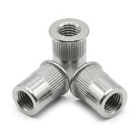 China High Precision 304 Stainless Steel Flat Head Knurled Rivet Nuts Metric M3 M4 M5 M6 M8 M10 M12 Threaded Blind Insert Rivnut Set Rustproof Corrosion Resistant High Salt Spray Industrial Fastener Factory for sale