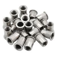 China High Precision 304 Stainless Steel Flat Head Knurled Rivet Nuts Metric M3 M4 M5 M6 M8 M10 M12 Threaded Blind Insert Rivnut Set Rustproof Corrosion Resistant High Salt Spray Industrial Fastener Factory for sale