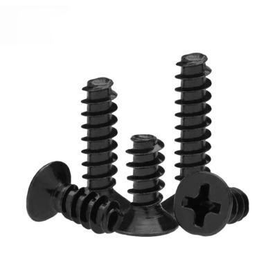 China KB Black Screw Cross Flat Head Screw Countersunk Self Tapping Flat Tail Self Tapping Screw Fittings M1/M2/M3/M4 for sale