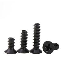 China KB Black Screw Cross Flat Head Screw Countersunk Self Tapping Flat Tail Self Tapping Screw Fittings M1/M2/M3/M4 for sale