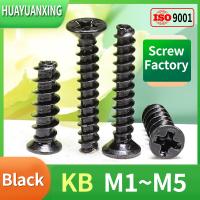 China KB Black Screw Cross Flat Head Screw Countersunk Self Tapping Flat Tail Self Tapping Screw Fittings M1/M2/M3/M4 for sale