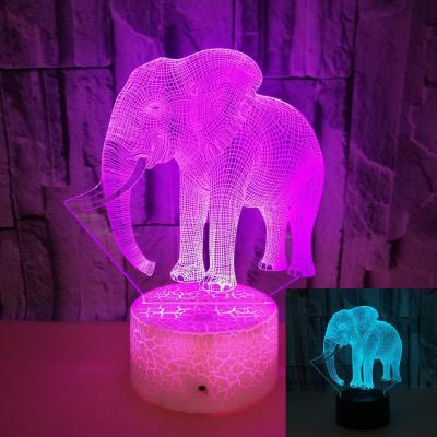China New elephant 3D night light Colorful touch LED visual light Gift atmosphere 3D small table lamp for sale