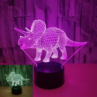 China Foreign trade new dinosaur 3D night light Colorful touch LED visual light Gift atmosphere LED stereo table lamp for sale