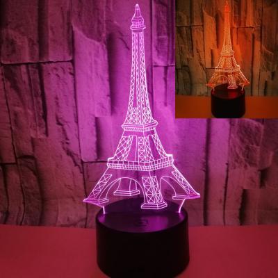 China OEM Tourist attraction building logo Eiffel Tower 3D night Light Creative Visual Stereo LED Touch Switch Table Lamp for sale
