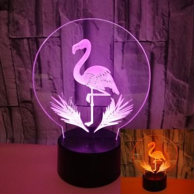 China OEM company logo building mountain birds shape 3D LED Night Light Flamingo Colorful 3D Light for sale