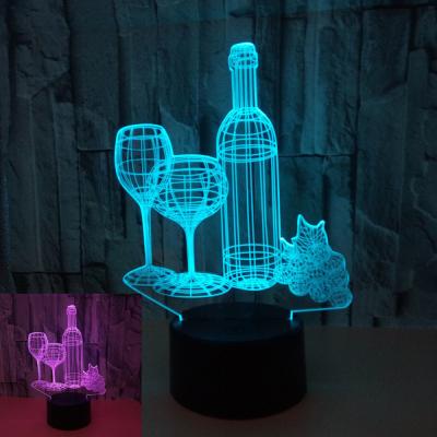 China Colorful 3d table lamp night light child gift OEM logo picture bottle cat touch remote control home gift 3D night light for sale