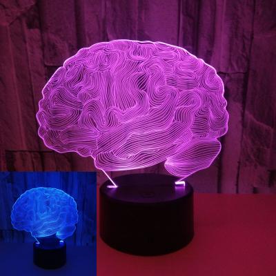 China Brain shape colorful 3D visual night lights LED colorful lights 3D touch lights Creative color desktop night light for sale
