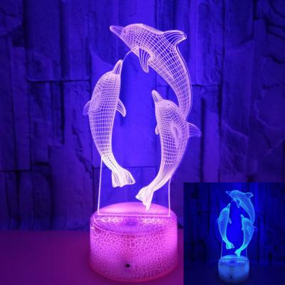 China OEM animal shape Dolphin 3D Lights Holiday Gifts Colorful Remote Control LED Stereo Visual Lights for sale