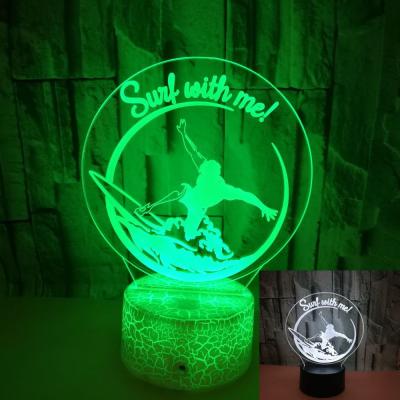 China Custom OEM company sports logo pictures surf Waves 3D Night Lights Crack Stereoscopic for sale