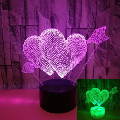 China Cupid's love wedding picture Valentine's Arrow Colorful 3D night Light Acrylic Atmosphere Table Lamp Gift for sale