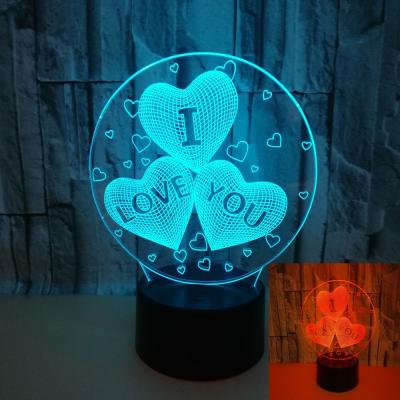 China Valentine's Day gift I LOVE YOU Colorful 3D night Lights Acrylic Visual LED Gradient table lamp for sale