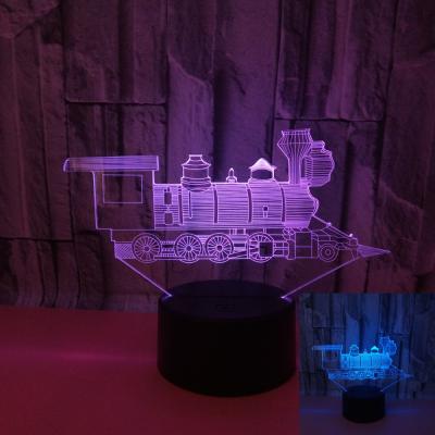 China New custom OEM logo sign train 3D night light Colorful abstract illusion light Gift small table lamp for sale
