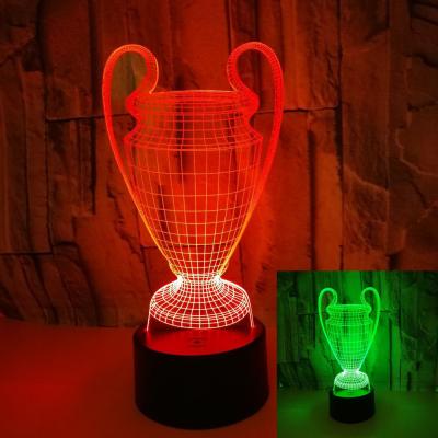 China Champion sports creative gifts custom 3D night light trophy colorful touch LED visual small table lamp for sale