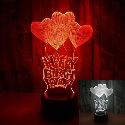China New Happy Birthday Romantic Valentine Heart 3D night Light gift Creative Touch Desktop 3D Table Lamp for sale