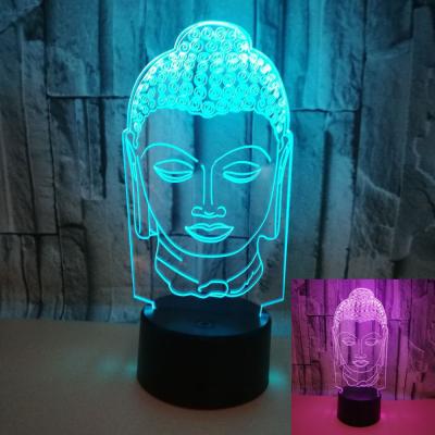 China Gift custom Buddha image dimming 3D LED night lights creative kindergarten school bank Christmas gift for sale