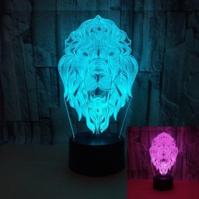 China Custom picture memento Lion child animal 3D night Lights Colorful Vision LED Gift Decoration Atmosphere Table Lamp for sale