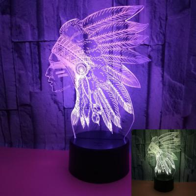 China Africa Chieftain 3D night Lights Colorful Touch LED Vision Gifts Decorative Characters table lamp for sale