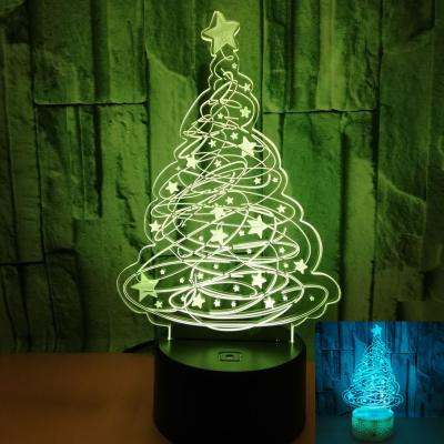 China 2019 Christmas tree Gift 3D night Lights Colorful LED Lights Creative Crack Small Table Lamp for sale