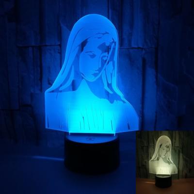 China Virgin Mary 3D night Lights Colorful Touch LED Vision Decorative Atmosphere 3D Small Table Lamp for sale