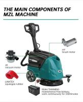 China 1600 Square Meters Per Hour Cleaning Efficiency Industrial Intelligent Battery Mini Walk Behind Floor Scrubber 350 Watt Power for sale