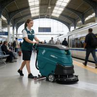 China Commercial Walk‑Behind Floor Scrubber with 510mm Brush and 60L Water Tank for sale