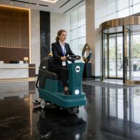China MZL Battery Double Side Brush Ride on Floor Scrubber Machine Manufacturer Large Area for sale