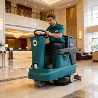China Ride On Floor Scrubber 120rpm Dual Brushes 400W Suction Motor Ideal for Warehouses for sale