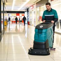 China Heavy Duty Walk Behind Floor Scrubber with Double Brush 12V 103AH Battery 2-Year Warranty for sale