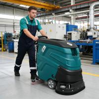China Heavy Duty Walk Behind Floor Scrubber with Double Brush 12V 103AH Battery 2-Year Warranty for sale