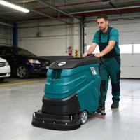 China Walk Behind Floor Scrubber Machine Double Brush System 830mm Squeegee 5h ECO Mode Runtime for sale