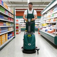 China Commercial Walk Behind Floor Scrubber Machine 120rpm Brush Speed Battery Powered for sale
