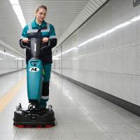 China Lightweight Mini Floor Scrubber 24V-14Ah Battery, 80min Runtime for Supermarkets and Offices for sale