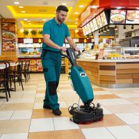 China Dual 250W Motor Mini Floor Scrubber, 200W Suction, Perfect for Machinery Shops and Factories for sale