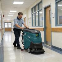 China 3000㎡/h High‑Efficiency Walk‑Behind Scrubber with 500W Brush Motor for Factories for sale