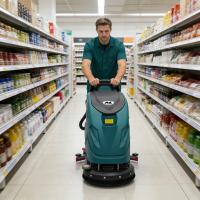 China Compact Walk Behind Floor Scrubber 560mm, 155rpm Brush Speed for Indoor and Outdoor Use for sale