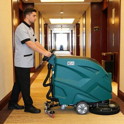 China Battery Operated Walk Behind Floor Scrubber 90W Traction 155rpm Brush Speed Commercial Use for sale