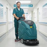 China 560mm Cleaning Width Walk Behind Floor Scrubber Machine 48L Tank 2000㎡/h 12V*2-83AH Battery for sale