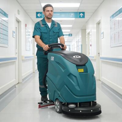 China 560mm Cleaning Width Walk Behind Floor Scrubber Machine 48L Tank 2000㎡/h 12V*2-83AH Battery for sale