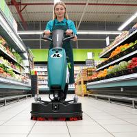 China Mini Floor Scrubber Machine 24V 14Ah Battery 80 Minutes Long Working Time for Small Commercial Places for sale