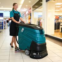 China Walk Behind Floor Scrubber 660mm Cleaning Width 5H ECO Mode Industrial Floor Cleaning Machine for sale