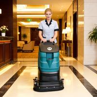 China Industrial Walk Behind Floor Scrubber 60L Solution Tank 65L Recovery Tank Long Life Battery for sale