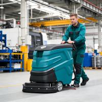 China Walk Behind Floor Scrubber Dual Brush Motor 350W×2 Powerful Suction 400W Motor for Warehouse Factory for sale
