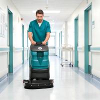 China Walk Behind Floor Scrubber Dual Brush Motor 350W×2 Powerful Suction 400W Motor for Warehouse Factory for sale